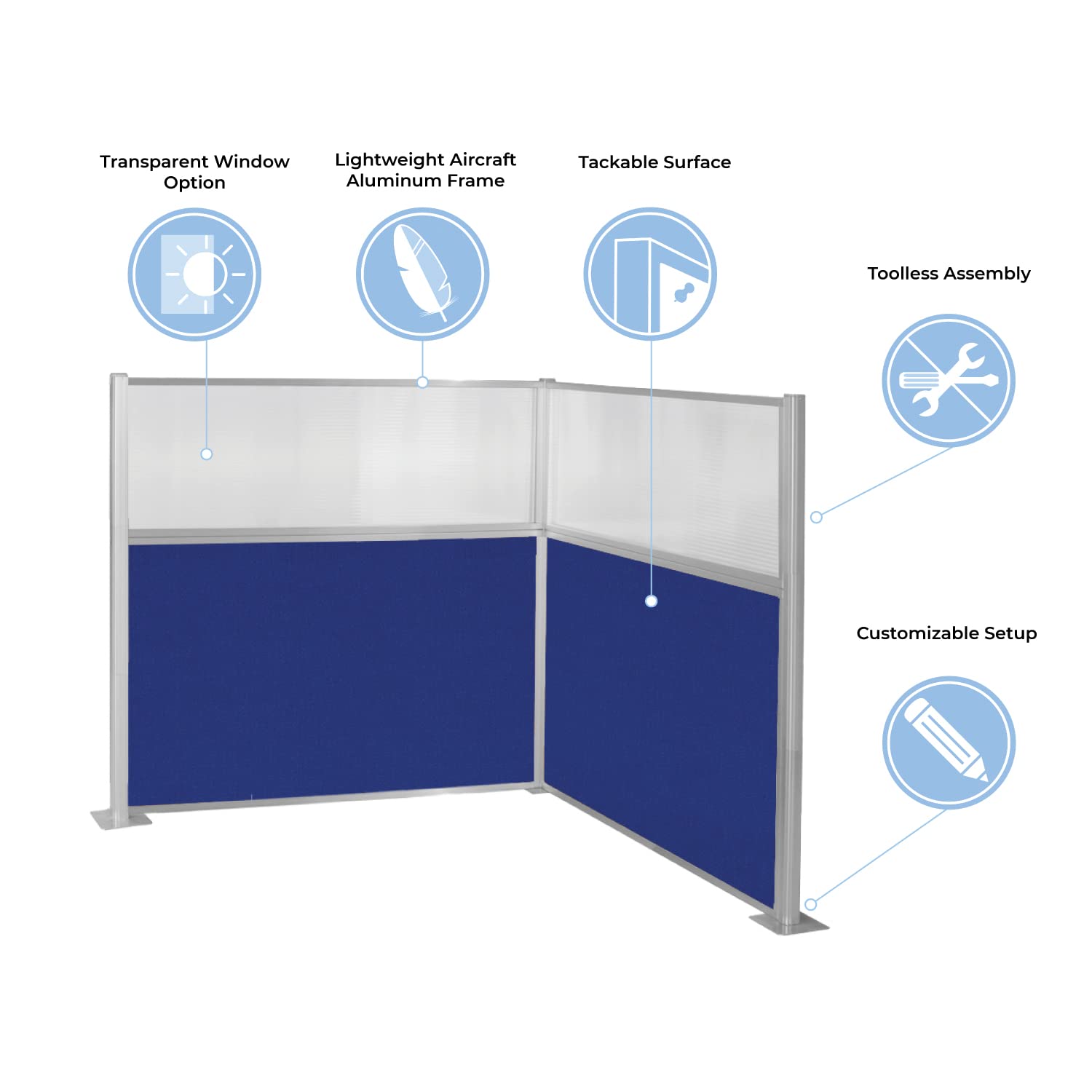 Versare Hush Panel Cubicle Kit | Workstation Partition Walls | Sound Dampening Cubicle Walls | Partitions for Desks