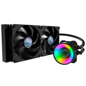 cooler master masterliquid ml280 mirror argb cpu liquid cooler - 3rd gen. pump aio water cooling system, 2 x 140mm sickleflow v2 fans, enhanced 280mm radiator - amd & intel socket compatible