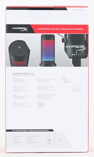 HyperX QuadCast S RGB USB Condenser Microphone with Shock Mount for Gaming, Streaming, Podcasts