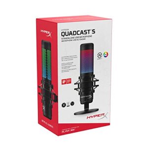 HyperX QuadCast S RGB USB Condenser Microphone with Shock Mount for Gaming, Streaming, Podcasts