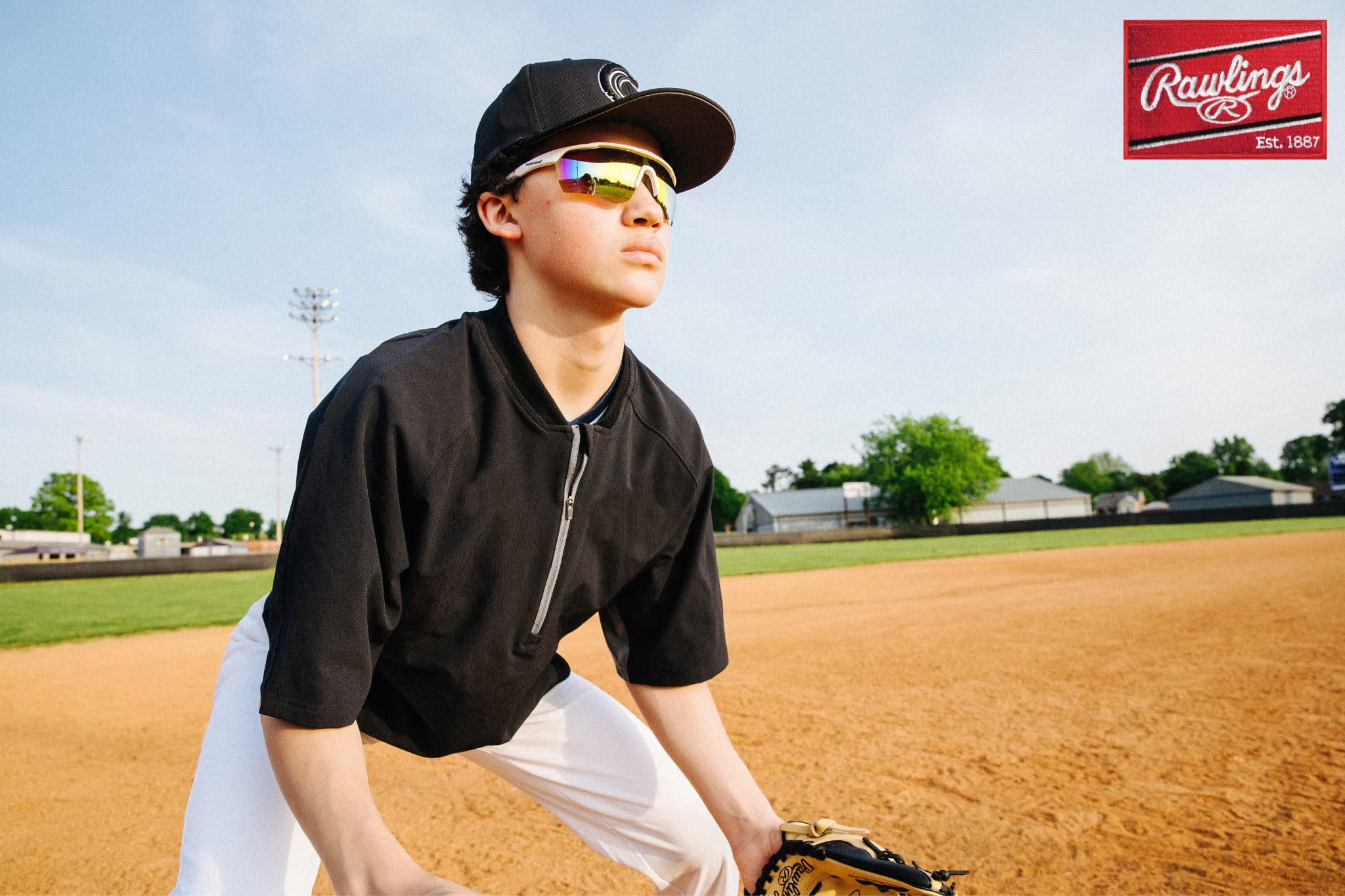 Rawlings Baseball Sunglasses or Softball Sunglasses - Ages 10 to Adult - Unisex Fit - Cycling Sunglasses - White/Orange/Multi