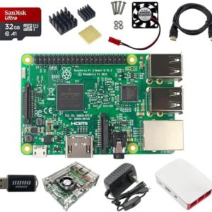 DIGISHUO 9 in 1 Complete Starter Kit Raspberry Pi 3 Model B Module&Two Cases&HDMI Cable&32G SD Card&Heatsink Kit&P Fan