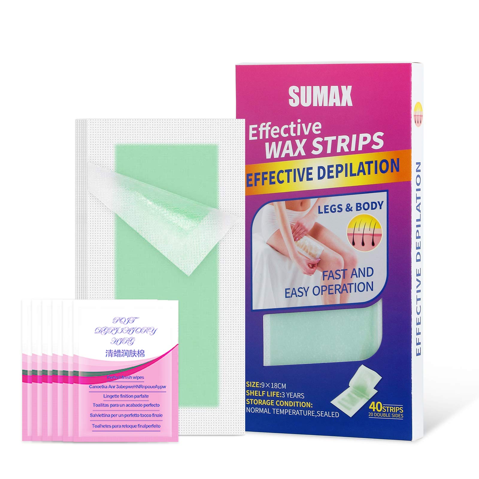 Wax Strips, 40 Strips Body Wax Strips, for Women Body and Legs Bikini Brazilian Wax Strips Diy Wax Strips Hair Removal