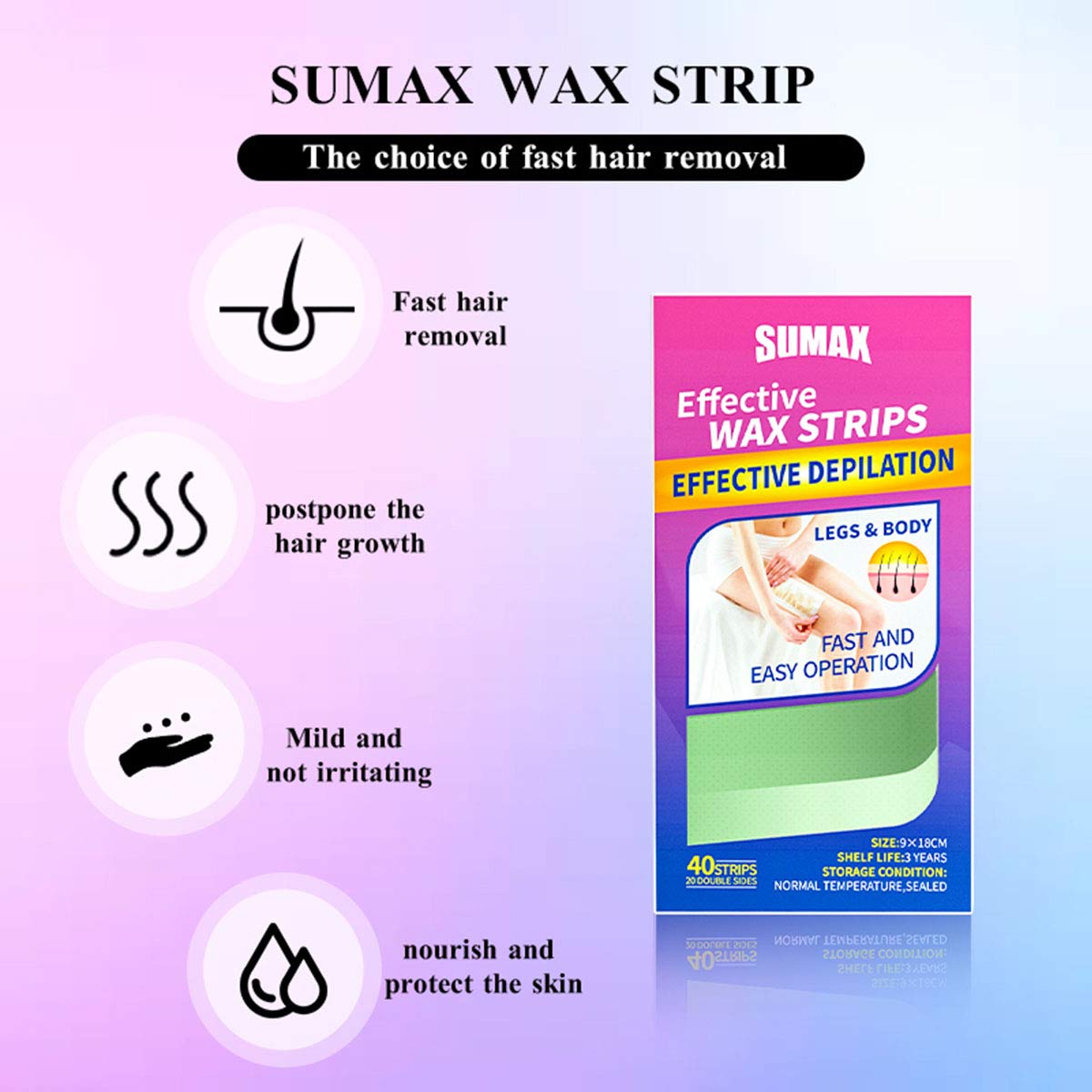 Wax Strips, 40 Strips Body Wax Strips, for Women Body and Legs Bikini Brazilian Wax Strips Diy Wax Strips Hair Removal