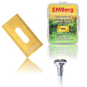 EMBerg Endurance Blades (18 Pack) for Husqvarna Automower Gardena McCulloch Robotic Lawnmower Mowing Lawn Mower Robo Robot Accessories Replacement Blade for 315 430 435 450 Others. (Titanium Coated)