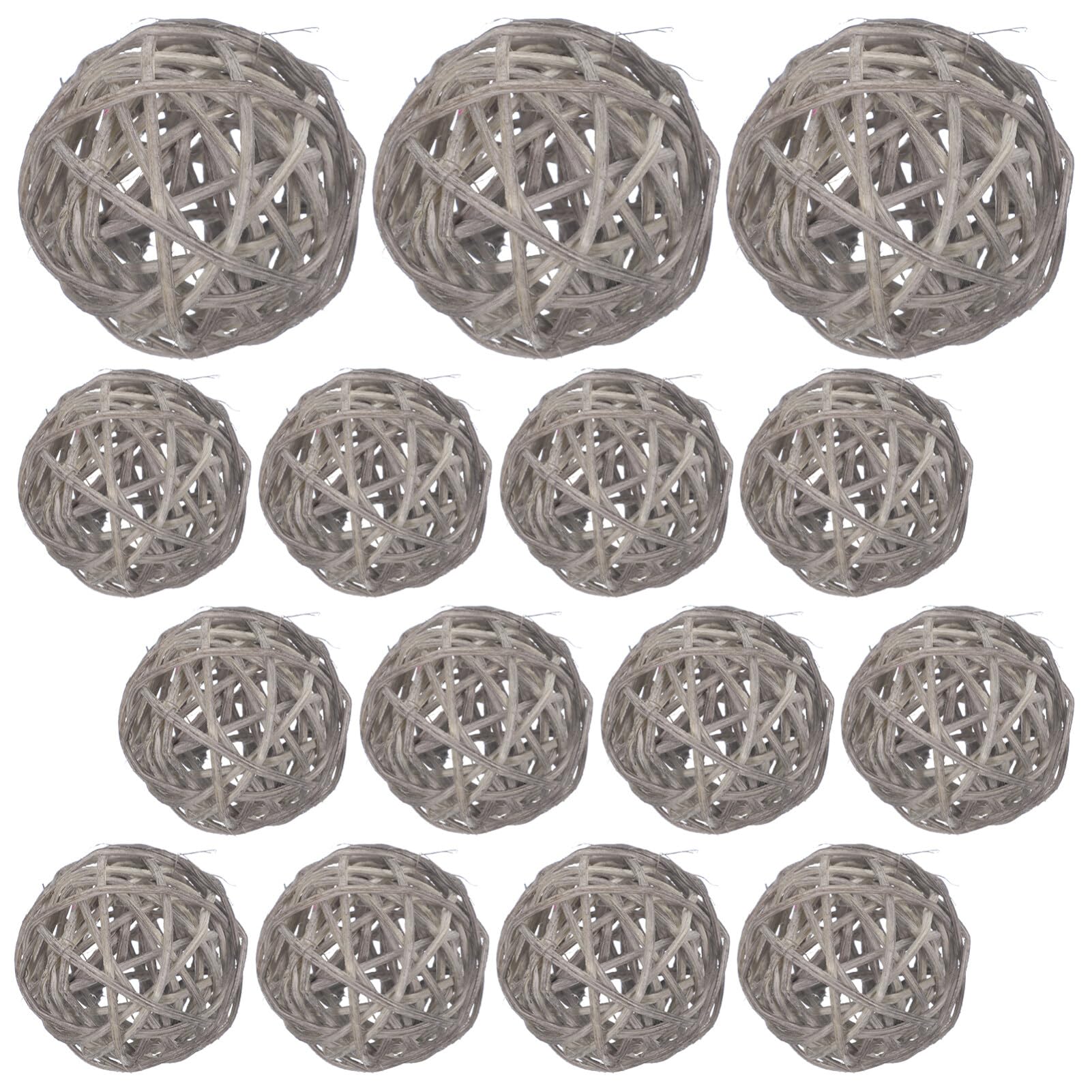 ARTIBETTER 15pcs Rattan Ball Wicker Ball Decorative Ball Vase Fillers Sphere Orbs Christmas Tree Ornaments Wedding Centerpieces Home Patio Garden Hanging Decoration Grey 5cm