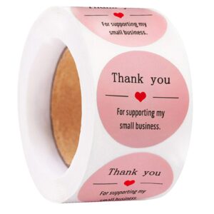 thank you stickers, 1 inch pink thank you for your order stickers lable, 500pcs round thank you stickers small business for online retailers, boutiques, small shops, bags, tissue, boxes and more