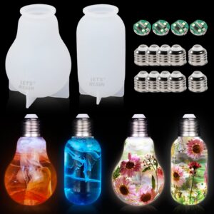 let's resin light bulb resin molds, 2pcs led bulb silicone molds for resin, large resin silicone molds with 10pcs caps, 4pcs led led chip base, unique resin molds for home decor, diy gift