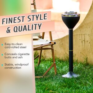 CO-Z Ashtray with Lid, Smokeless Standing Outdoor Ashtray for Home Garden Patio Cigarettes Ash Butt Disposal, 24"or 16.5" Stainless Steel Windproof Stand Outside Cigar Container Ash Tray, Matte Black