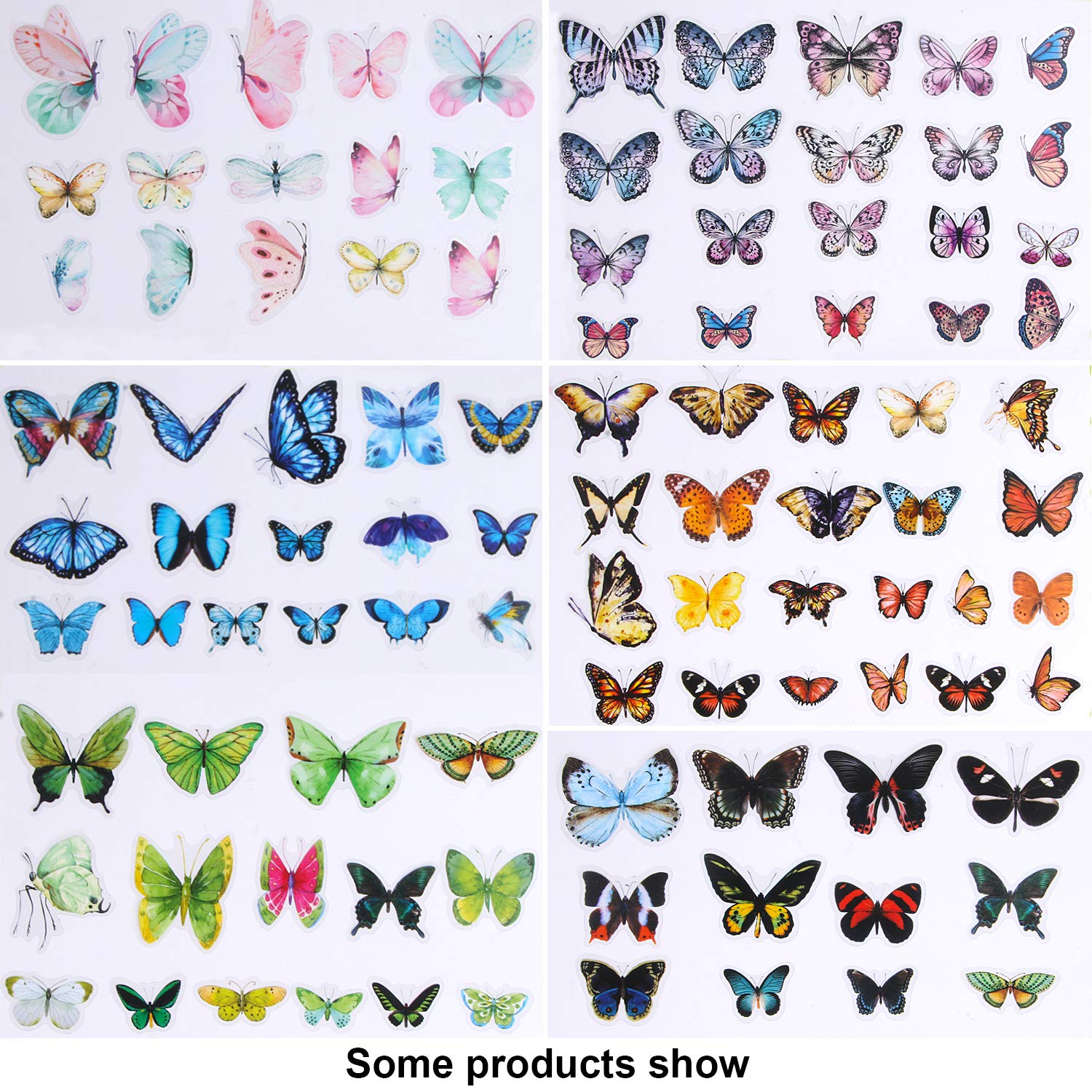 JULMELON 240 PCS Vintage Butterfly PET Transparent Stickers Set Butterflies Resin Stickers Decals for Scrapbook Silicone Resin Molds DIY Crafts Laptops