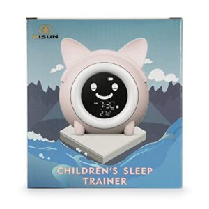 YISUN Kids Alarm Clock, Children's Sleep Trainer, OK to Wake Clock for Bedroom Cute Digital Clock with Temperature, 5 Colors Smart Night Light Clock Teaching Boys Girls When to Wake Up (Blue)