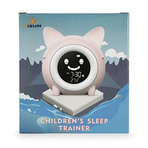 YISUN Kids Alarm Clock, Children's Sleep Trainer, OK to Wake Clock for Bedroom Cute Digital Clock with Temperature, 5 Colors Smart Night Light Clock Teaching Boys Girls When to Wake Up (Blue)