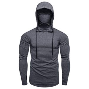 Mens Face_Cover Button Sports Sleeveless/Short/Long Sleeve Vest Hooded Splice Large Open-Forked Male Tank Tops Shirt Blouse with 𝗙𝗮𝗰𝗲 𝗠𝗮𝘀𝗸