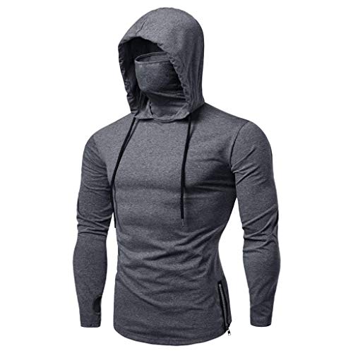 Mens Face_Cover Button Sports Sleeveless/Short/Long Sleeve Vest Hooded Splice Large Open-Forked Male Tank Tops Shirt Blouse with 𝗙𝗮𝗰𝗲 𝗠𝗮𝘀𝗸