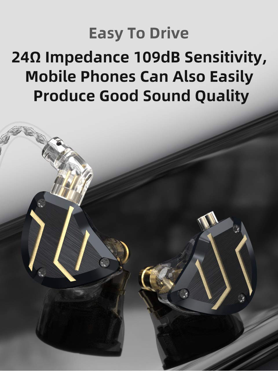 CCA C10 Pro in-Ear Monitor,HiFi 1DD 4BA Hybrid Five Drivers in-Ear Earphone,Aluminum Alloy Shell+Resin Cavity Wired Earbuds with 0.75mm CPin Gold Plated Detachable Cable (No Mic, C10pro Black)