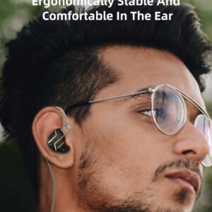 CCA C10 Pro in-Ear Monitor,HiFi 1DD 4BA Hybrid Five Drivers in-Ear Earphone,Aluminum Alloy Shell+Resin Cavity Wired Earbuds with 0.75mm CPin Gold Plated Detachable Cable (No Mic, C10pro Black)