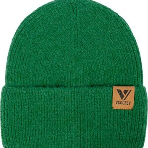 Vgogfly Women Knit Beanie Hats Slouchy Winter Knitted Hat Warm Men Soft Cap Ski Cuffed Unisex Green