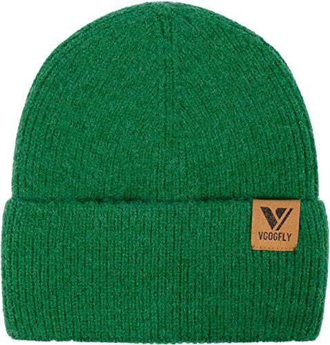 Vgogfly Women Knit Beanie Hats Slouchy Winter Knitted Hat Warm Men Soft Cap Ski Cuffed Unisex Green