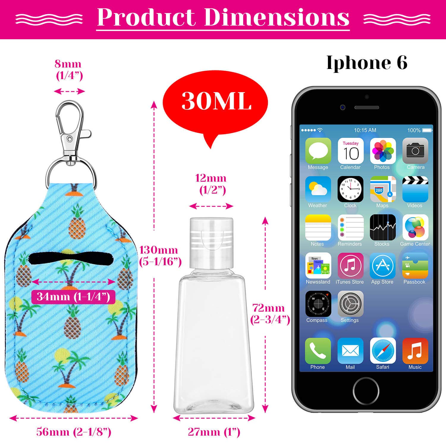 shynek Hand Sanitizer Holders, 40pcs Empty Travel Size Bottle and Keychain Holders Set Include 20pcs Flip Cap Reusable Bottles, 20pcs Reusable Bottles Keychain Carriers for Hand Sanitizer