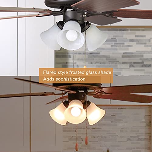 Inlight 52 Inch Indoor Ceiling Fan with 3 Lights and Pull Chain Control, Home Decor Ceiling Fan, Oil Rubber Bronze Reversible Motor, 5 Blades Low Profile Ceiling fan for Bedroom, 120V, IN-0702-2-BZ