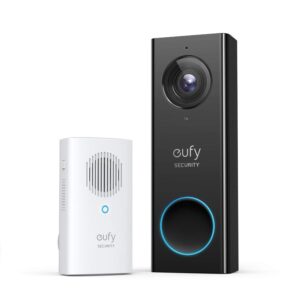 eufy security, wi-fi video doorbell, 1080p-grade resolution, no monthly fee, secure local storage, human detection, 2-way audio, free wireless chime-requires existing doorbell wires (renewed)