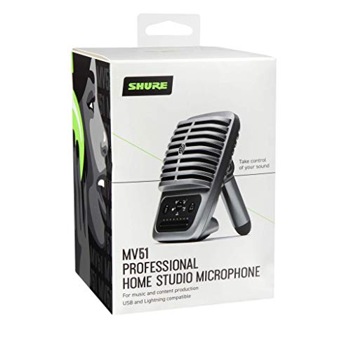 Shure MV51 Digital Large-Diaphragm Condenser Microphone with USB, Lightning and USB-C Cables - 5 DSP Preset Modes (Speech, Singing, Flat, Acoustic Instrument, Loud)