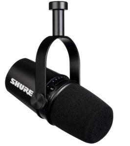 shure mv7 usb microphone for podcasting, recording, live streaming & gaming, built-in headphone output, all metal usb/xlr dynamic mic, voice-isolating technology, teamspeak & zoom certified – black