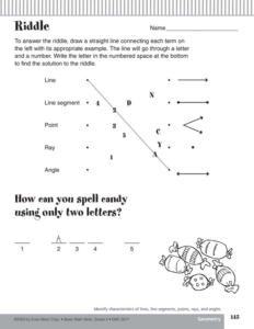 lines, line segments, points, rays, and angles