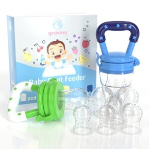 gedebey baby fruit pacifier feeder - 2 pack silicone fruit teethers for babies | baby food pacifier feeder | baby silicone feeder for infants | baby feeders for baby food teethers | baby (blue&green)