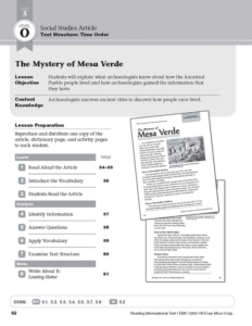 level o the mystery of mesa verde (reading informational text)