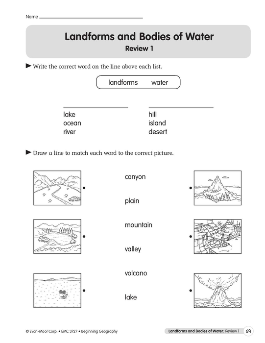 Landforms and Bodies of Water Reviews