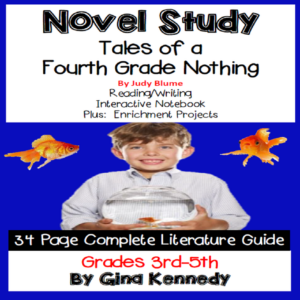 novel study- tales of a fourth grade nothing, by judy blume and project menu