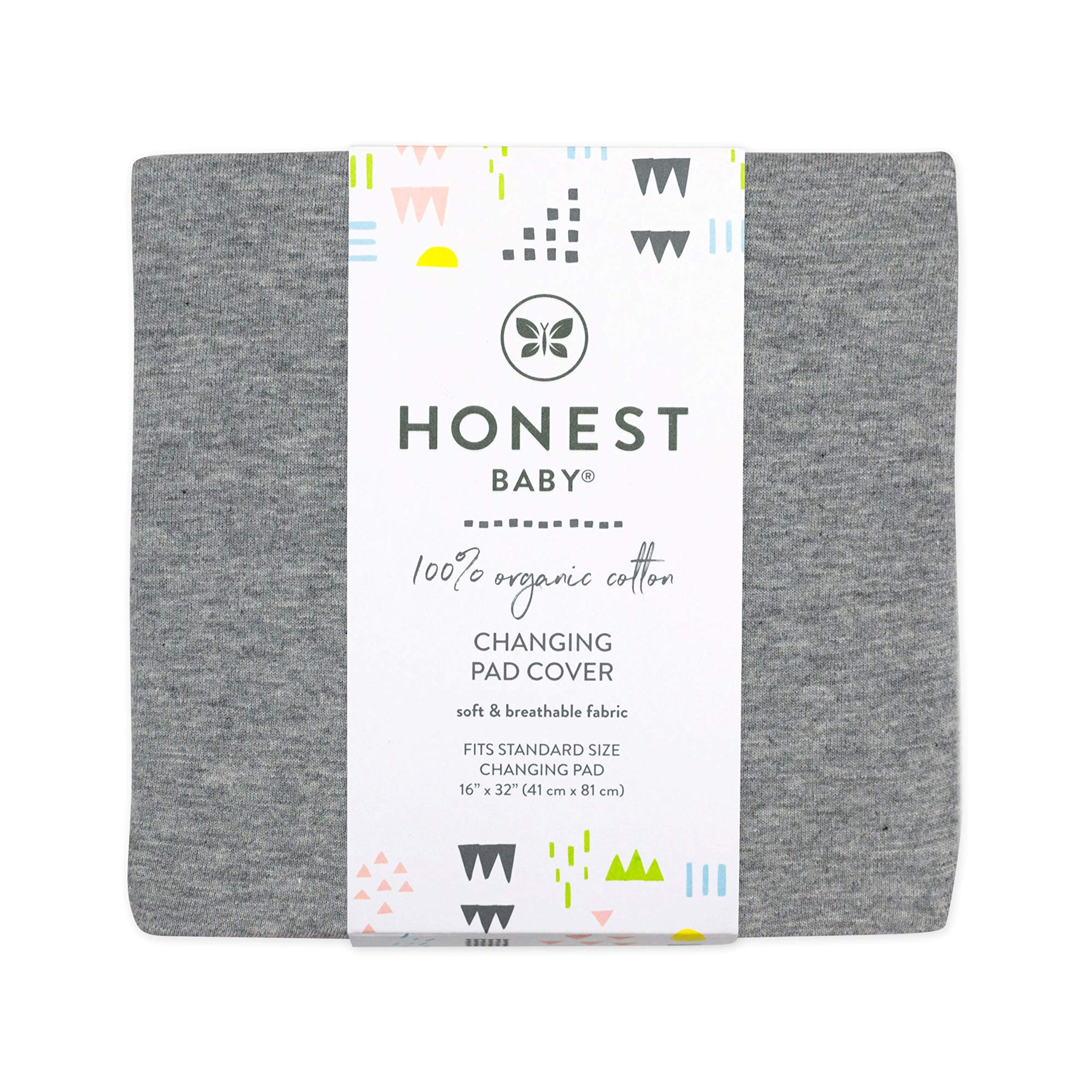 HonestBaby Organic Cotton Changing Pad Covers (Set of Two), Gray Heather, One Size