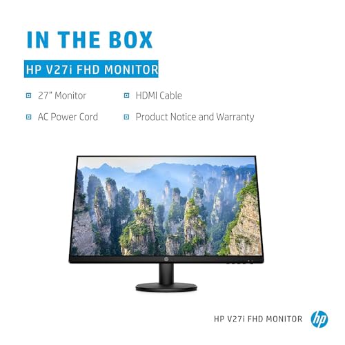 HP V27i FHD Monitor | 27-inch Diagonal Full HD Computer Monitor with IPS Panel and 3-Sided Micro Edge Design | Low Blue Light Screen with HDMI and VGA Ports | (9SV92AA#ABA) Black