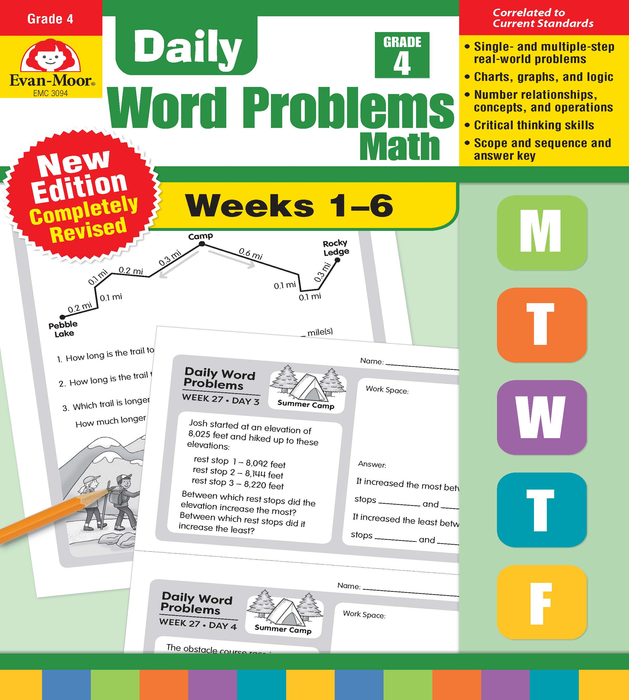 Daily Word Problems Math, Grade 4, Weeks 1–6