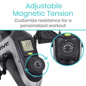 Vive Under Desk Bike (with App)- Magnetic Pedal Exerciser - Indoor Cycling Bike Stationary - Arm Leg Seated Deskcycle Bike Exercise Equipment for Home and Office - Portable Workout for Seniors/Adults