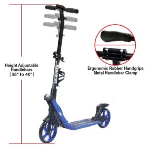 8 inch Large Wheel Kick/Push Scooter for Adults & Teens > Easy Folding > Adjustable Handlebars > Dual Suspension