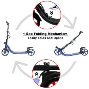 8 inch Large Wheel Kick/Push Scooter for Adults & Teens > Easy Folding > Adjustable Handlebars > Dual Suspension