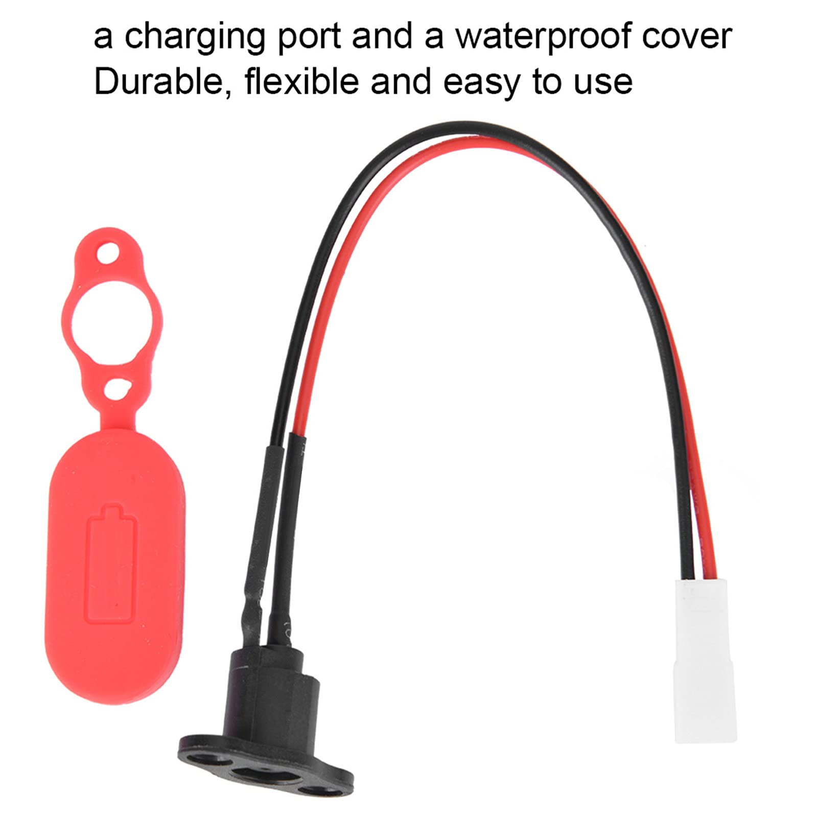 Connector Socket, Flexible Scooter Charging Port with Waterproof Cover for M365 Electric Scooter Accessory