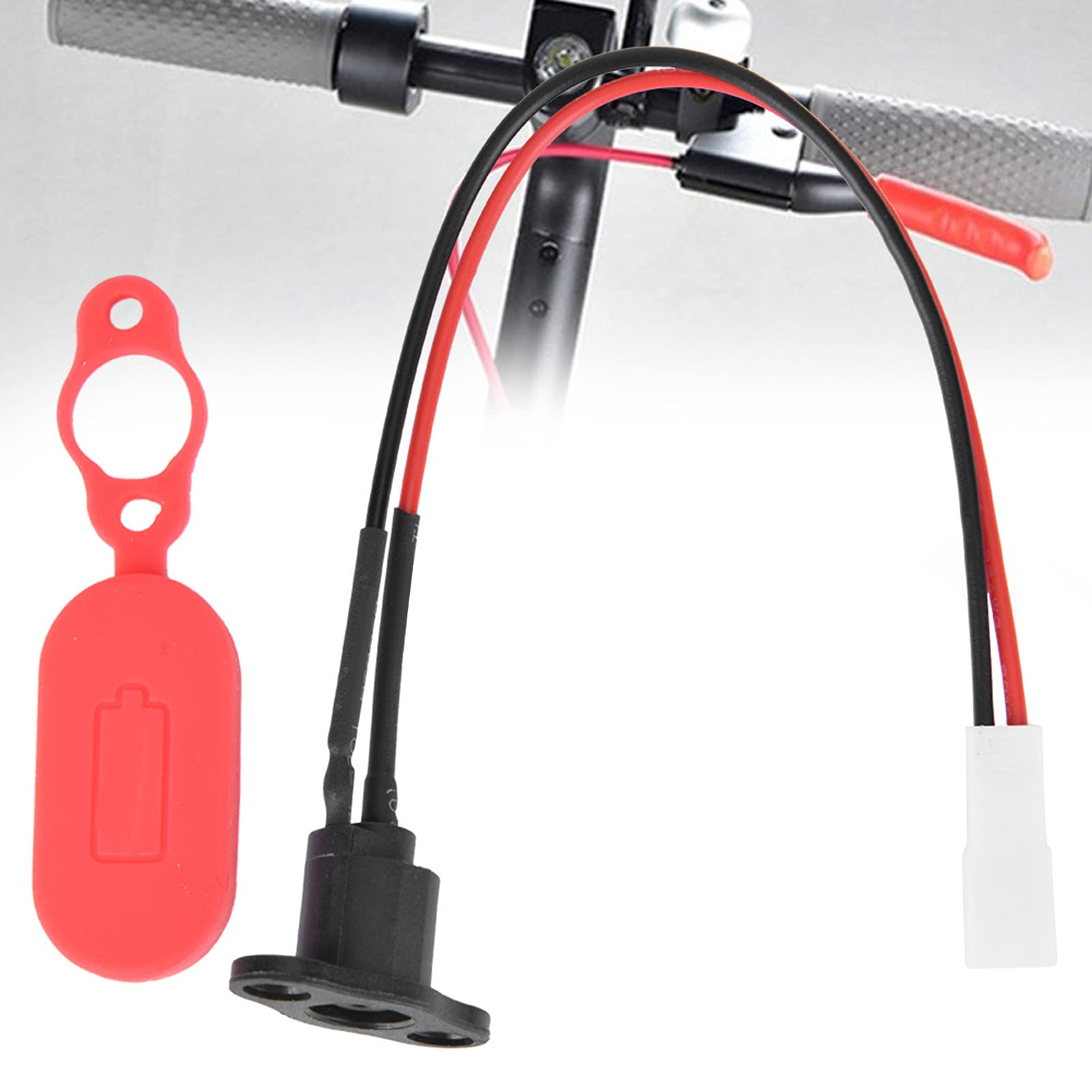 Connector Socket, Flexible Scooter Charging Port with Waterproof Cover for M365 Electric Scooter Accessory