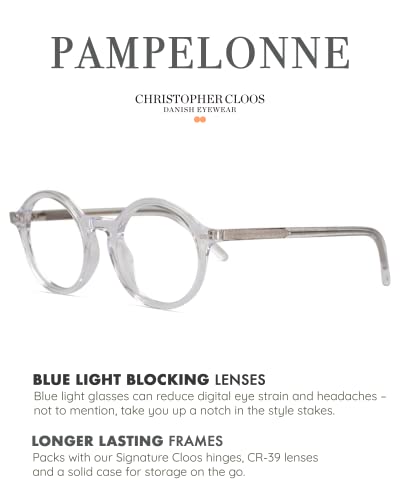 Christopher Cloos - Pampelonne On The Rocks - Danish Design Blue Light Glasses for Men & Women - Fashion designer glasses - Computer Glasses - Unisex - Non Prescription - Prescription Ready