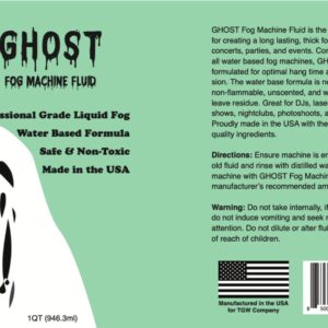 GHOST Fog Machine Fluid - High Density Fog Juice for Water Based Foggers (1 Quart) - Non-Toxic