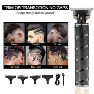 Zero Gapped Trimmers, Electric T Blade Hair Trimmer Baldhead Hair Clippers for Men Cordless USB Rechargeable Hair Beard Trimmer Ceramic Close Cutting Outliners Salon Grooming Cutting Kit