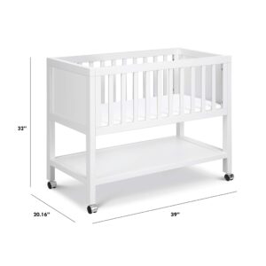 DaVinci Archie Portable Bassinet in White, Removeable Wheels, Greenguard Gold Certified