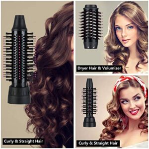 Hot Air Brush, Hair Dryer Brush,3 in 1 Interchangerable Hair Dryer & Volumizer,Ceramic Negative Ion Curling Dryer Styler Brush with 3 Brush Heads (Rose Black)