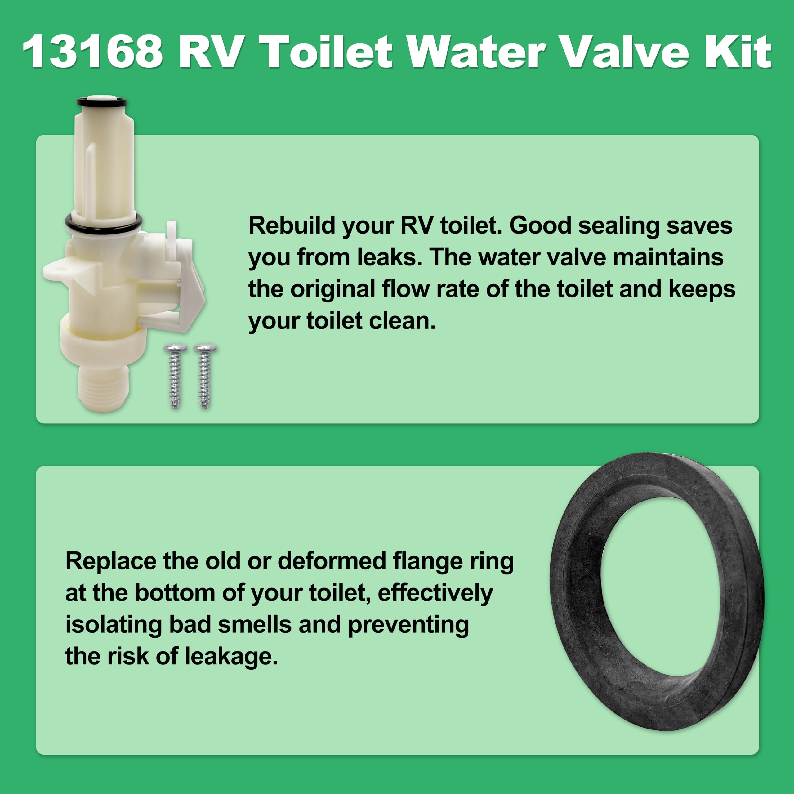 13168 Upgraded RV Toilet Water Valve Kit, Compatible with Thetford Aqua Magic IV Toilets High and Low Models