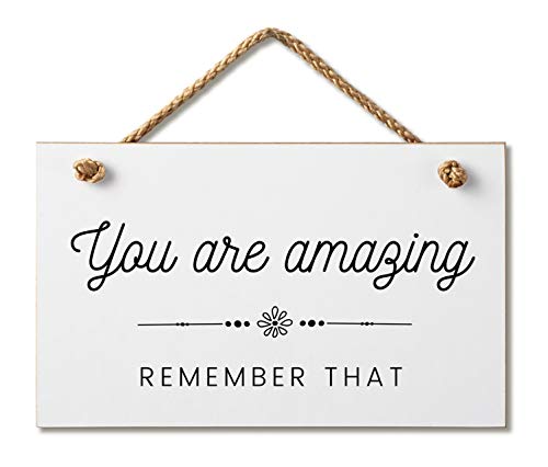 Marvin Gardens Designs You are Amazing Remember That Inspirational Hanging Wood Wall Sign 9.5 by 5.5 Inches You are Amazing (White), 9.5 x 5.5…