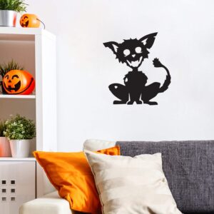 vinyl wall art decal - zombie cat - 23.5" x 22" - halloween party seasonal shape design sticker for home living room entryway work office coffee shop store window spooky decor (black)