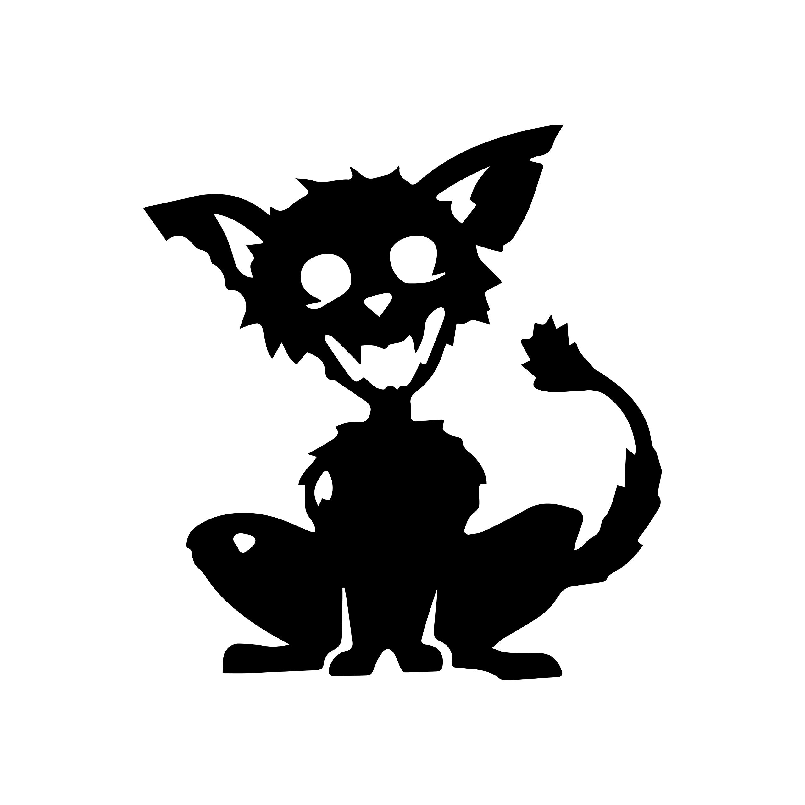 Vinyl Wall Art Decal - Zombie Cat - 23.5" x 22" - Halloween Party Seasonal Shape Design Sticker for Home Living Room Entryway Work Office Coffee Shop Store Window Spooky Decor (Black)