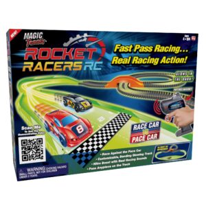 ontel magic tracks rocket racers remote controlled race car vs pace car track set (mtrr-mc4/2)